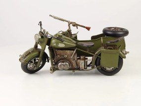 Plechový model - Armádní motocykl URAL s postranním vozíkem