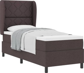Postel s boxspringem s čelo Tmavě hnědá 80 x 200 cm textil 3340595