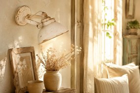 Nástěnná bílá retro lampa - 21*30*19 cm E14/25W