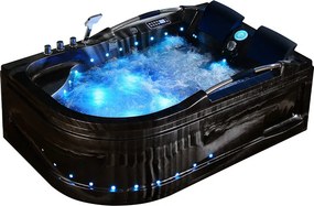 BPS-koupelny Hydromasážní vířivá vana VENEZIA 761R 180x120 PRAVÁ ČERNÝ MRAMOR s ohřevem vody
