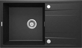 Deante Eridan, granitový dřez na desku 860x500x203 mm Z/O, 3,5" + prostorově úsporný sifon, 1-komorový, grafitová metalíza, ZQE_G113