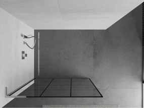 Mexen Kioto L, sprchová zástěna Walk-In 120 x 200 cm, 8mm čiré sklo černý vzor, ​​chromový profil, 800-120-103-01-77