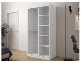 Moderní šatní skříň Ratintu 1 100 cm, Úložný prostor: ne, Barva: bílá / bílá + černý mat