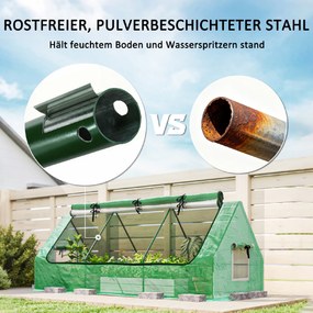Fóliový skleník Outsunny mini s oknem ze síťoviny, odolný proti UV záření, PE fólie, 240 x 90 x 90 cm, ideální pro zahradnictví a pěstování | Aosom.de