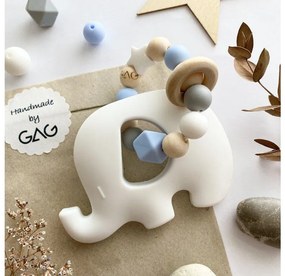 GAG design Kousátko do ručky silikonové Hryzátko slon Modrásek