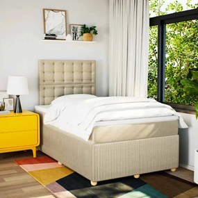Box spring postel s matrací krémová 120x190 cm textil 3294314