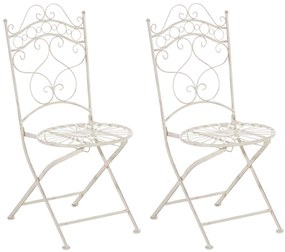 Kovová židle skládací Indra (SET 2 ks) - Krémová antik