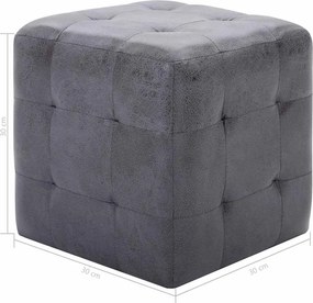 Taburety 2 ks šedé 30 x 30 x 30 cm umělá broušená kůže 278383