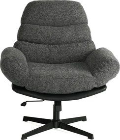 Relaxační otočné křeslo JOLA s taburetem — látka, šedá