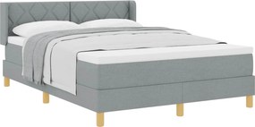 Postel s boxspringem s čelo Světle šedá 200 x 140 cm textil 3341356