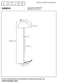 Lucide 45796/01/30 stojací lampa Siemon, černá, E27, 160cm