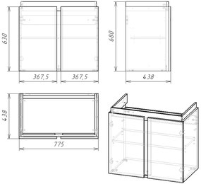Lavedo Black Wood 80 koupelnová skříňka s umyvadlem