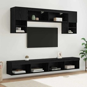 TV nástěnné jednotky s LED 6 ks Černý dub Kompozitní dřevo 3402964