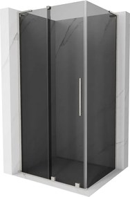 Mexen Velar L, sprchový kout s posuvnými dveřmi 110 x 80 cm, 8mm šedé sklo, broušená ocel, 871-110-080-43-97