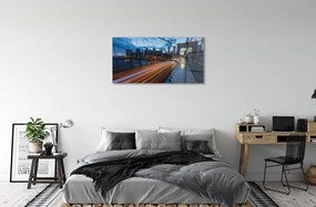 Obraz na skle Mrakodrapy bridge river 100x50 cm