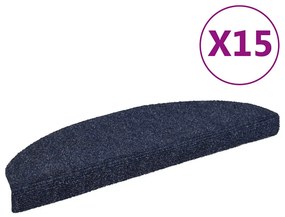 Schodové rohože samolepicí 15 ks 65 x 21 x 4 cm modré, půlkulaté, velké 132701