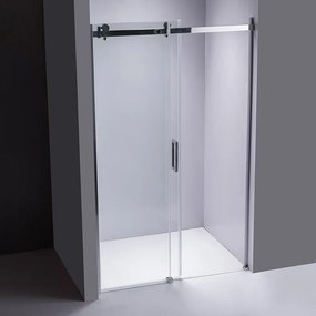 BPS-koupelny Posuvné sprchové dveře HYD-PD03D 120 chrom/transparent pro instalaci do niky + vanička HYD-OSV-ST04C černá