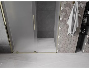 Mexen Velar, posuvné sprchové dveře do otvoru 140 cm, 8mm sklo námraza, zlatá lesklá, 871-140-000-31-50