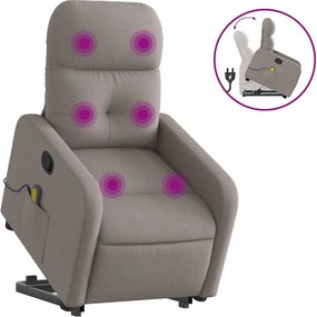 Zvedací masážní polohovací křeslo taupe textil 3206811