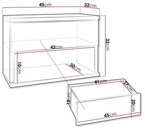 Noční stolek NECE 32x45 cm černá