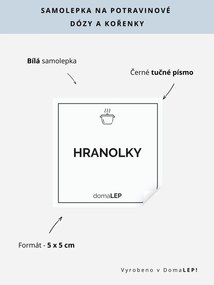 Samolepka na kořenky HRANOLKY bílá 5 × 5 cm tučné písmo