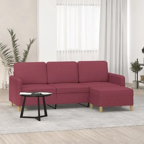 3místná pohovka s podnožkou vínová 180 cm textil 3201198