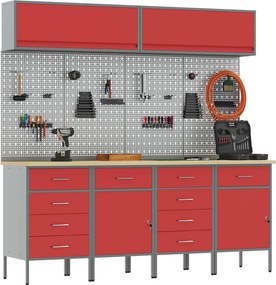 Sada pracovní skříně se zásuvkou s úložištěm 10 ks Červená 3321493