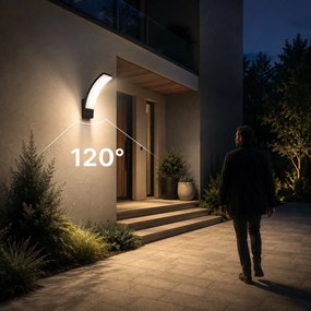 Toolight Toolight, JNH032-G, venkovní LED nástěnné svítidlo, 12 W, IP44, černá, OSW-56225