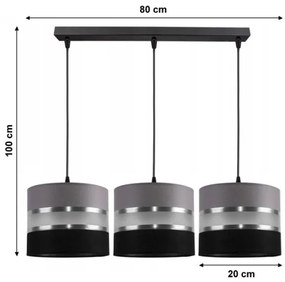 Lustr na lanku CORAL 3xE27/60W/230V černošedá