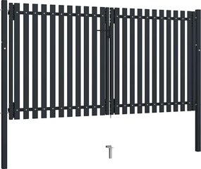 Dvoukřídlé plotové brány s ocelovými dveřmi 300 x 150 cm antracitové 146353