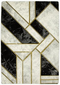 Moderní kusový koberec Diamond K4423G černý bílý žlutý Rozměr: 120x170 cm