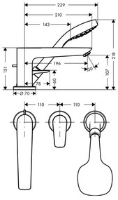 Hansgrohe Talis E, tříotvorová vanová baterie se sadou Secuflex, chromová, 71730000