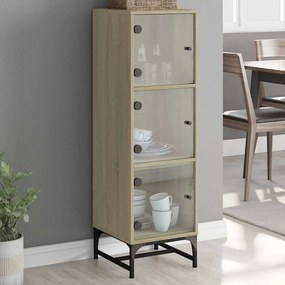 vidaXL Highboard se skleněnými dvířky 35 x 37 x 120 cm [836562] Barva: Betonová šedá