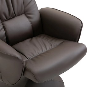 HOMCOM 2-St TV křeslo s funkcí polohování 360° otočné polohovací křeslo s 10 masážními body v imitaci kůže v hnědé barvě Š76 x D81 x V105 cm | Aosom.…