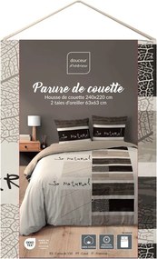 Hnědé 3dílné bavlněné povlečení na dvoulůžko/prodloužené 240x220 cm So Natural – douceur d'intérieur
