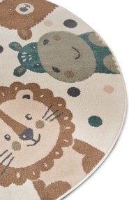 Detský koberček Adventures 105968 Cream Brown Blue kruh, 140x140 (priemer) kruh, viacfarebná, detská izba, Hanse Home