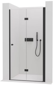 CERANO - Sprchové skládací dveře Volpe L/P - černá matná, transparentní sklo - 90x190 cm
