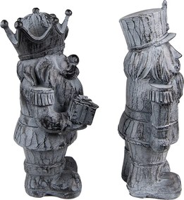 2ks šedá antik dekorace Louskáček - 11*8*21 cm