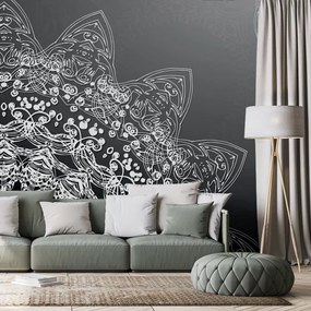 Samolepící tapeta moderní prvky Mandaly v černobílém - 300x200 cm