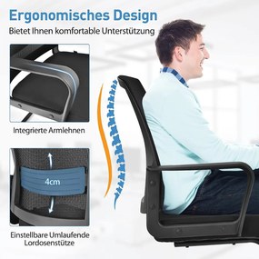 Costway Sada 2 síťovaných kancelářských židlí s opěradlem pojme až 136 kg, černý