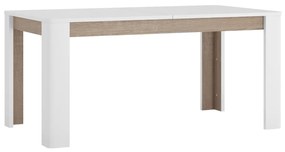 Kondela Jídelní rozkládací stůl, bílá extra vysoký lesk HG/dub sonoma tmavý truflový, 160-200x90 cm, LYNATET TYP 75