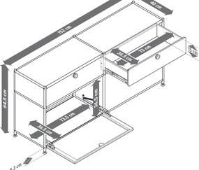 Tchibo - Kovová odkládací skříňka »Cn3« se 2 výklopnými dvířky a 2 zásuvkami - barva: šedá