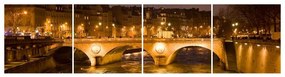 Obraz osvětleného mostu přes řeku  (160x40 cm), 40 dalších rozměrů