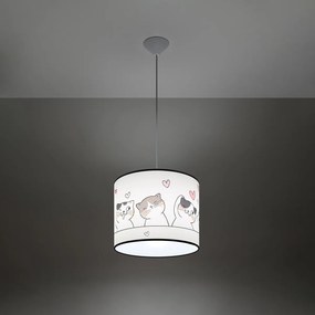 Dětské závěsné svítidlo Cat, 1x plastové stínítko se vzorem, (fi 30cm)