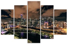 Obraz na plátně pětidílný Noc ve městě architektury - 150x100 cm