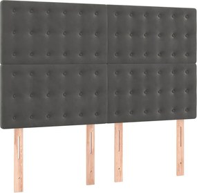 Čelo postele tmavě šedé 144x5x118/128 cm sametové 3116815