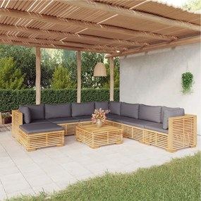 9dílná zahradní sedací souprava s poduškami masivní teak,  3100890