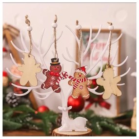 Sada vánočních dřevěných ozdob GINGERBREAD, 12 ks