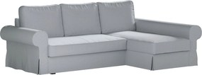 Potah na pohovku IKEA Backabro rozkládací se šezlongem barva šedá látka pletený vzor
