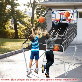 Costway Basketball Machine Skládací basketbalová arkádová hra se 2 košíky, černý